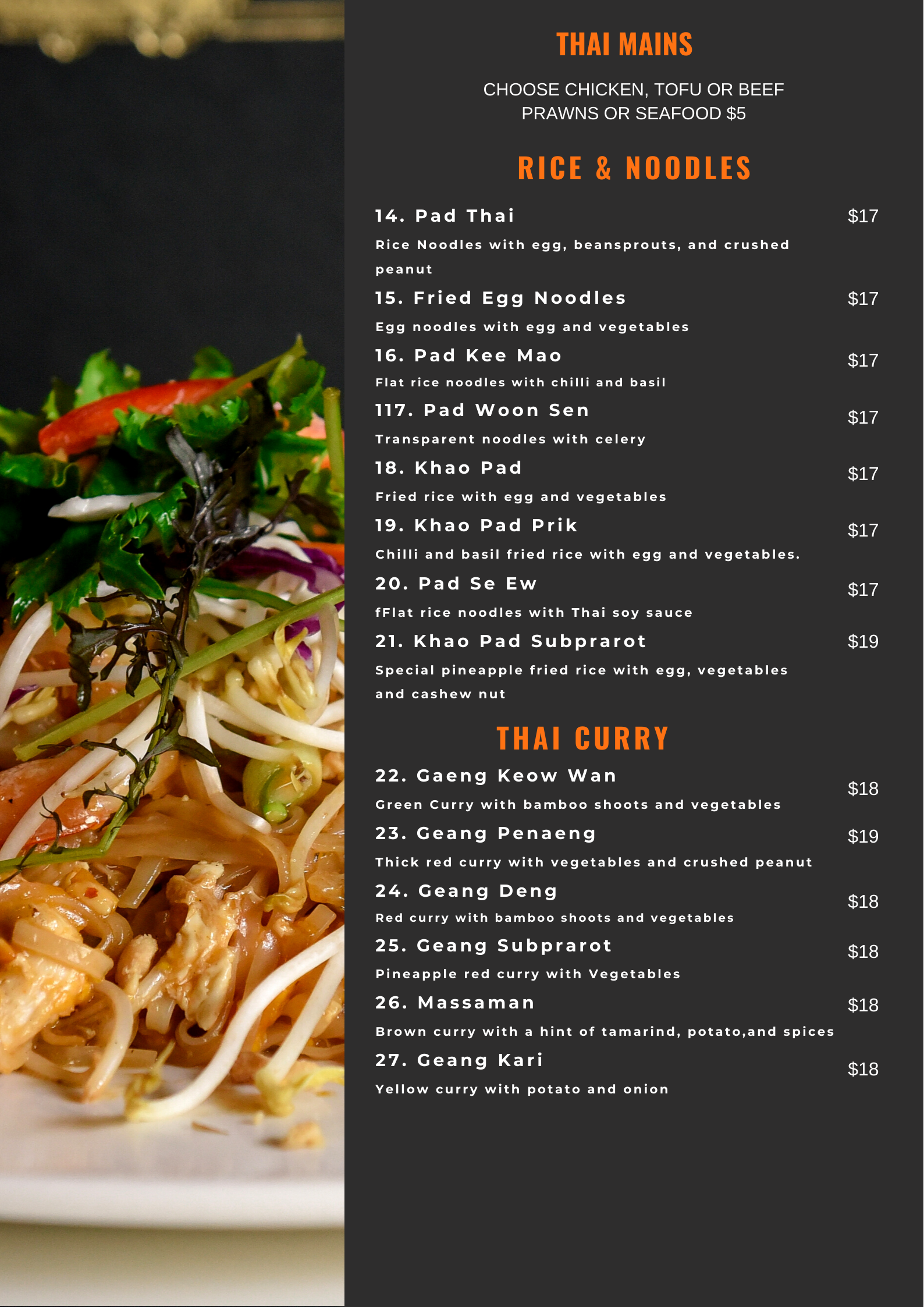 DINE IN MENU – Manee Thai Restaurant